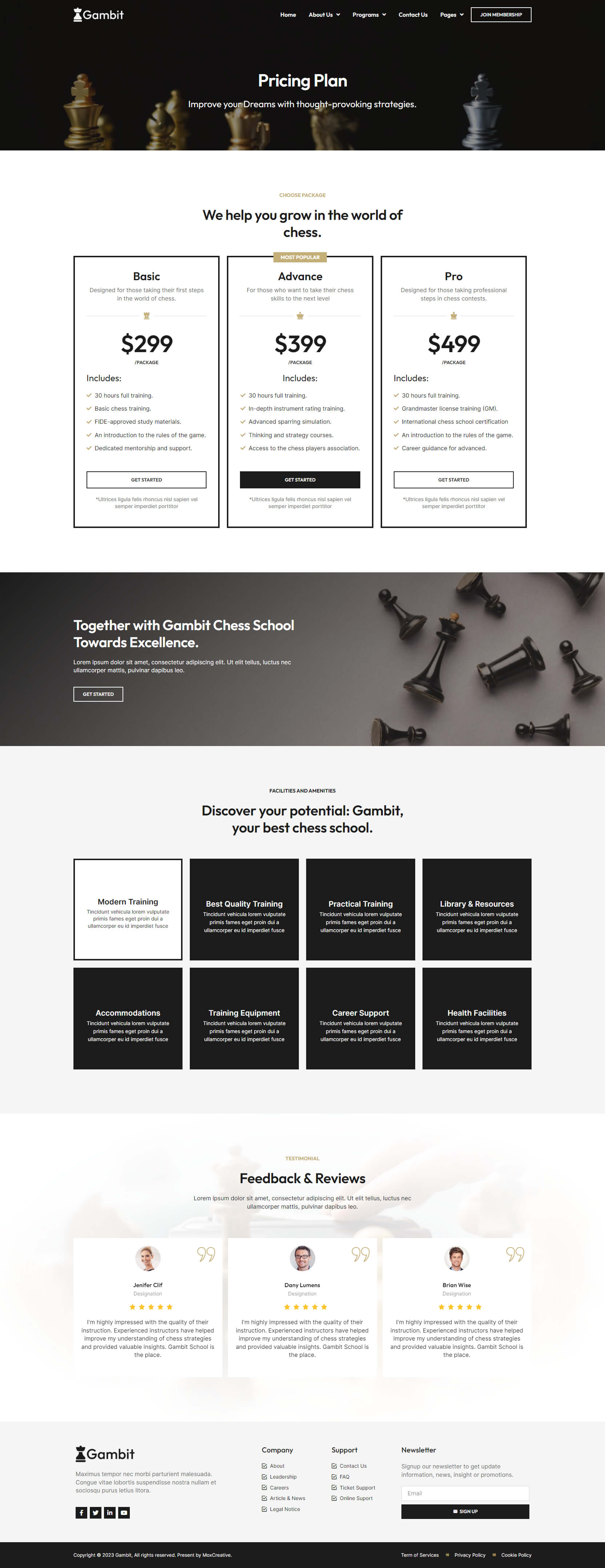 Gambit - Chess Club Courses & Training Elementor Template Kit by ...
