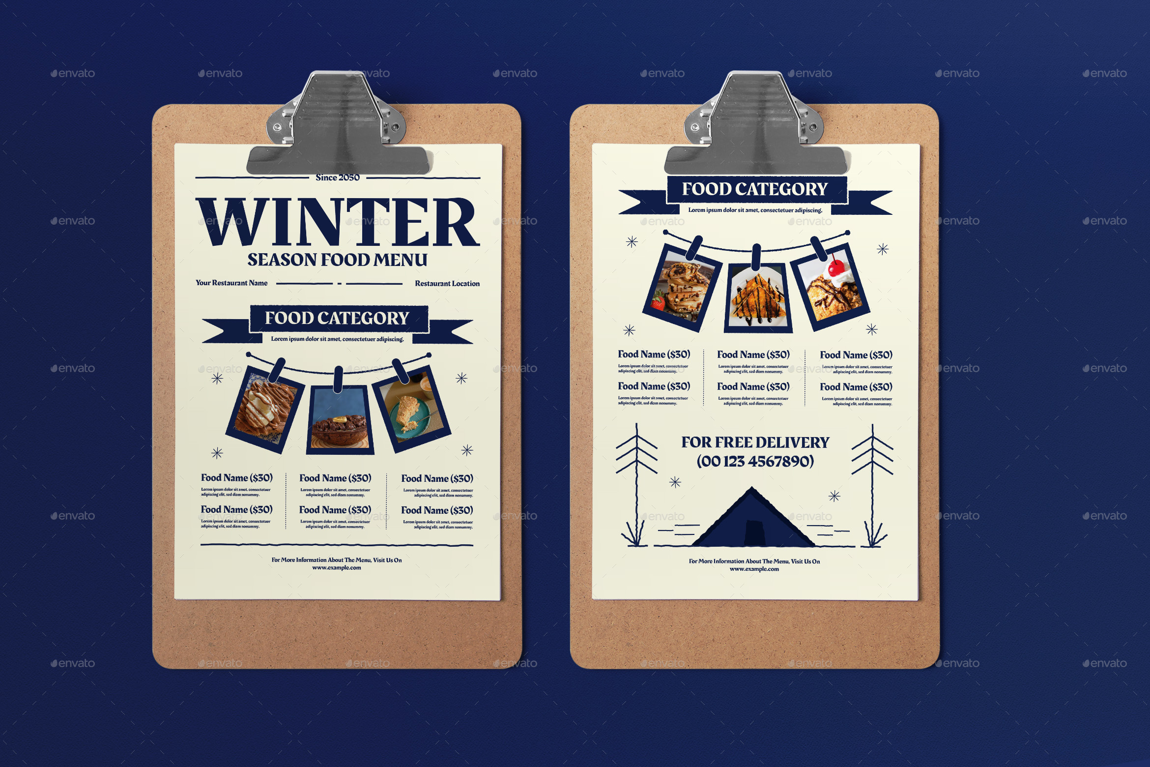 Cream Vintage Winter Theme Food Menu, Print Templates | GraphicRiver