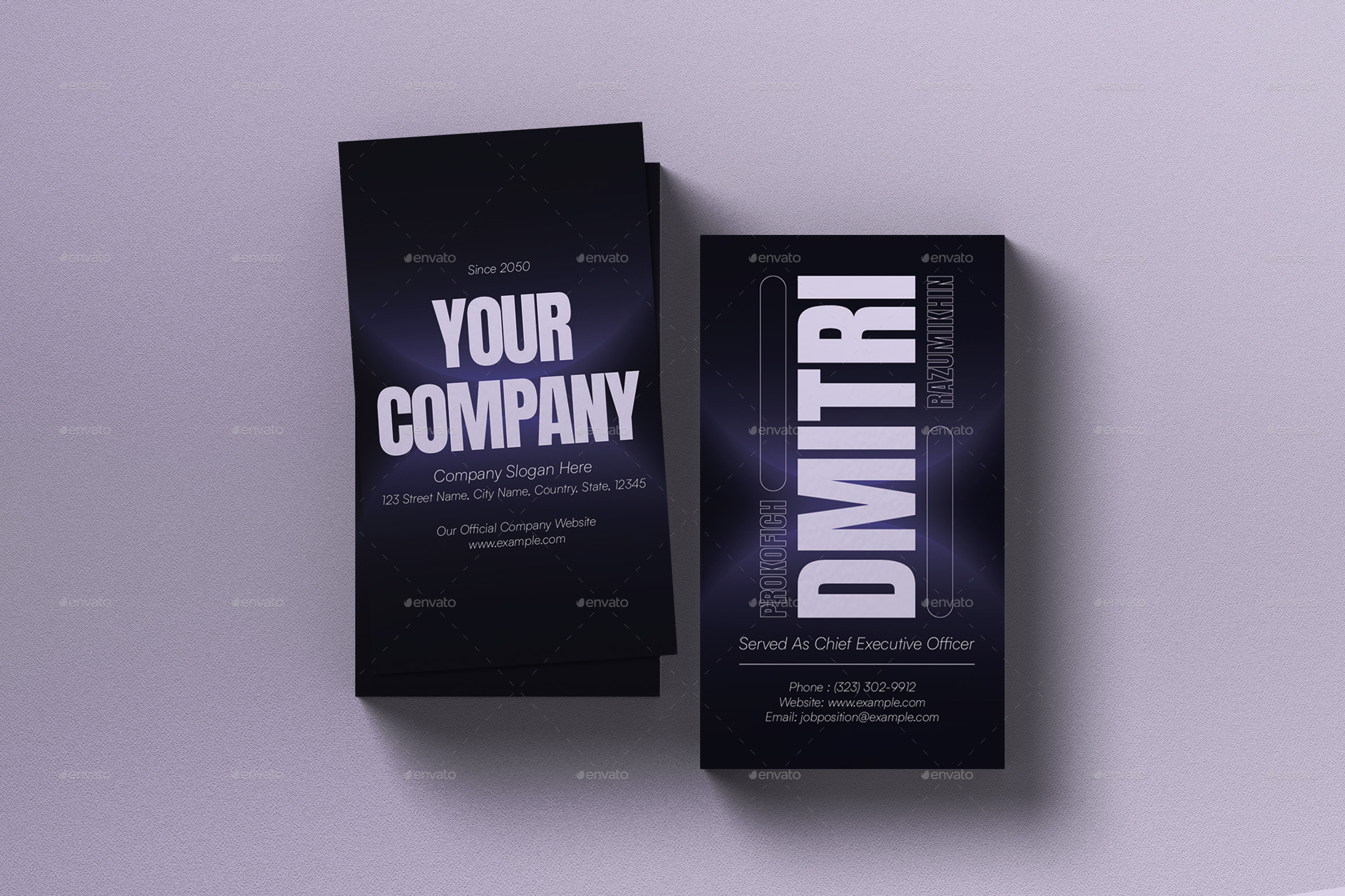 Purple Modern Gradient Portrait Business Card, Print Templates ...