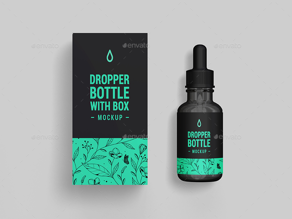 DROPPER BOTTLE AND PACKAGING BOX MOCK-UP V.1, Graphics | GraphicRiver