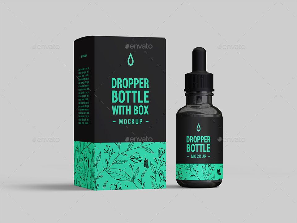 DROPPER BOTTLE AND PACKAGING BOX MOCK-UP V.1, Graphics | GraphicRiver
