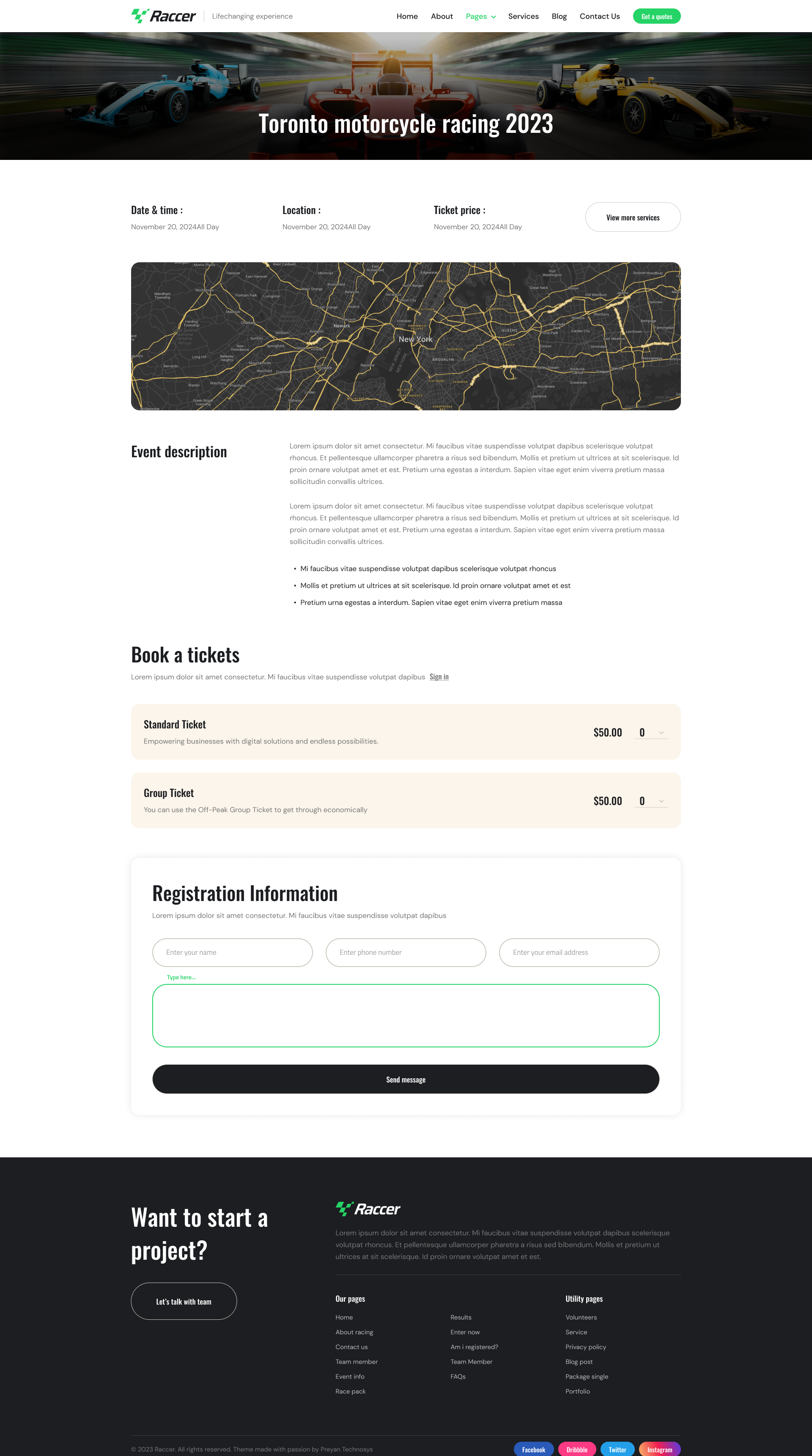 Raccer - Bike & Motor Race Sports Figma Template by ThemetechMount
