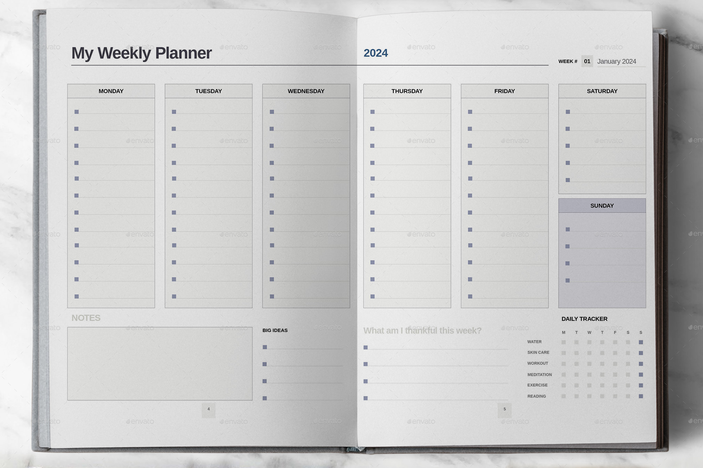 Weekly Planner 2024 Template, Print Templates | GraphicRiver