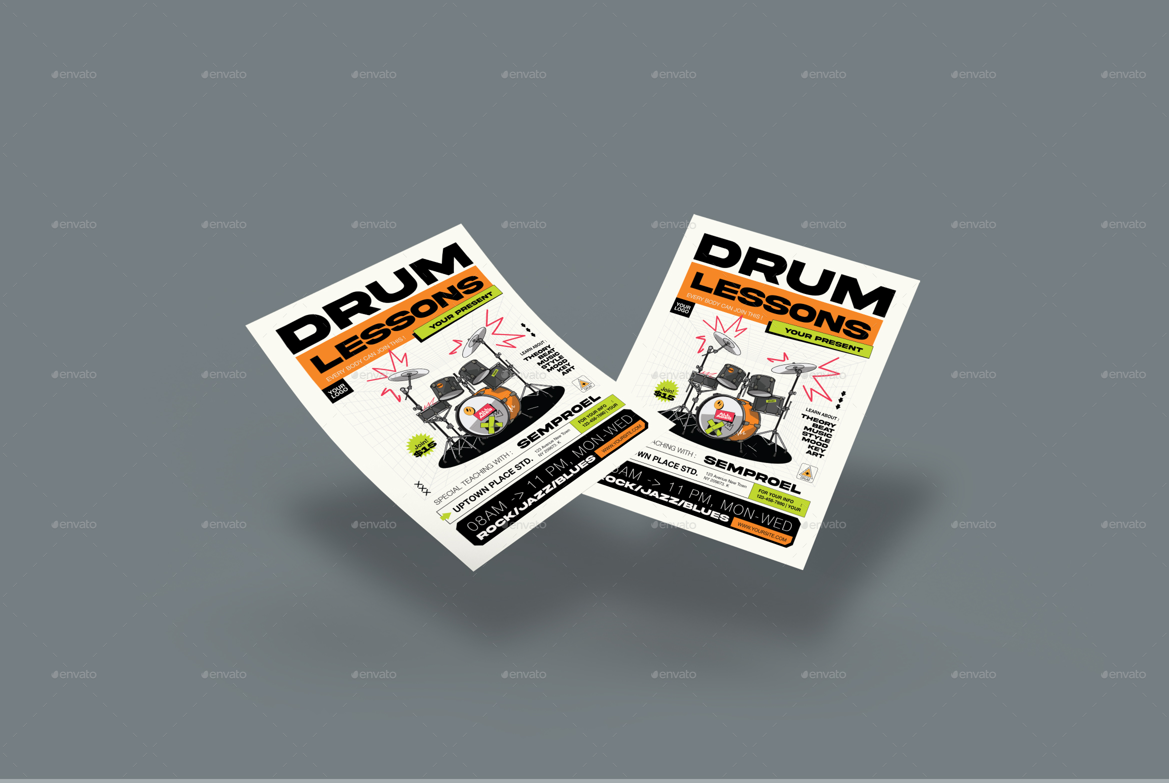 Drums Lesson Flyer, Print Templates | GraphicRiver