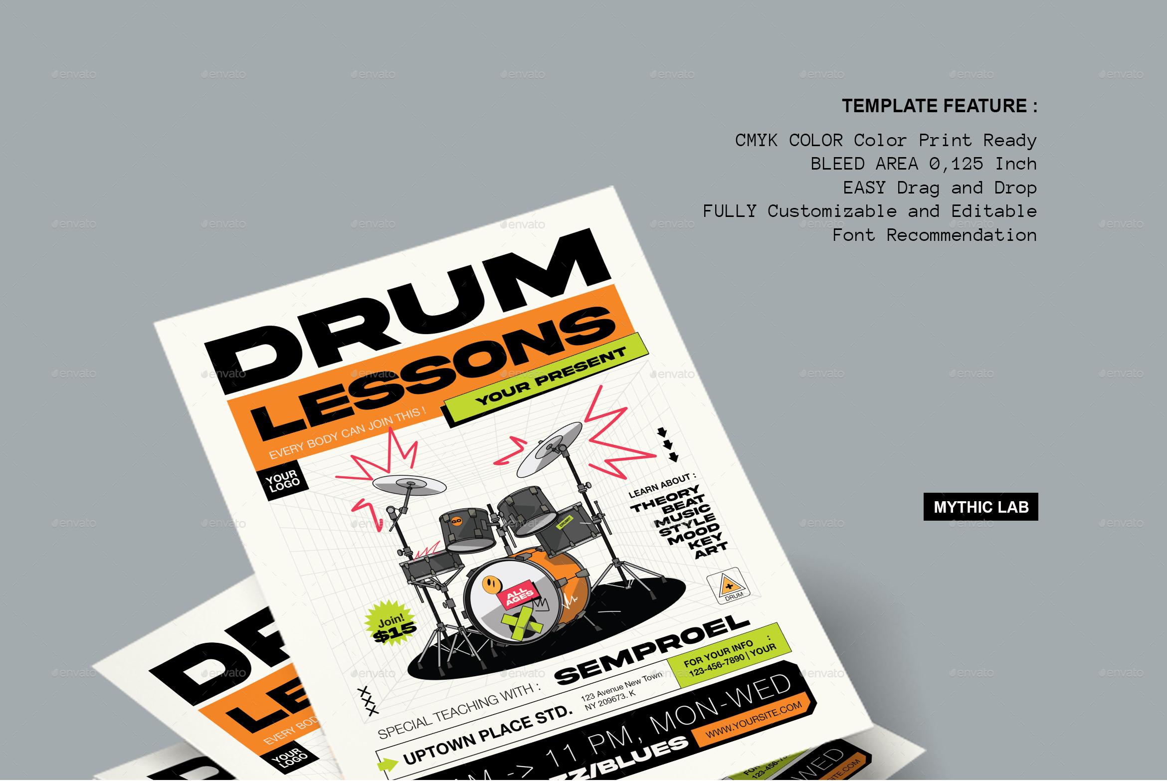 Drums Lesson Flyer, Print Templates | GraphicRiver