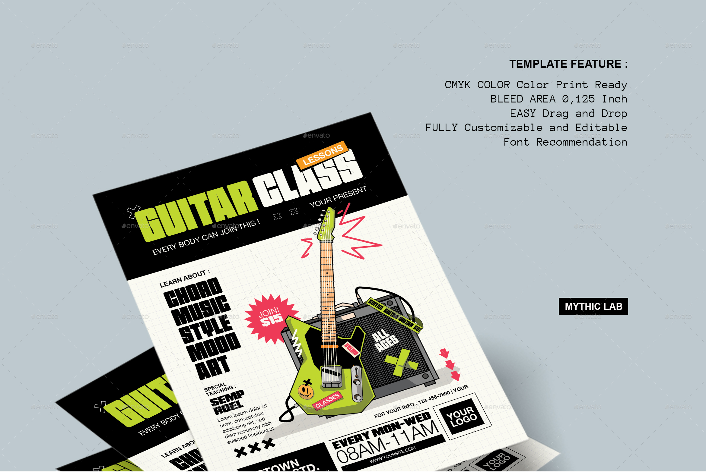 Guitar Lessons Flyer, Print Templates | GraphicRiver