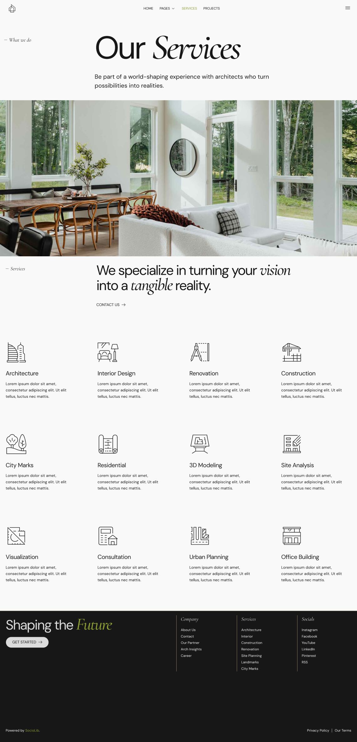 Dome - Architecture & Interior Design Elementor Template Kit by sociolib