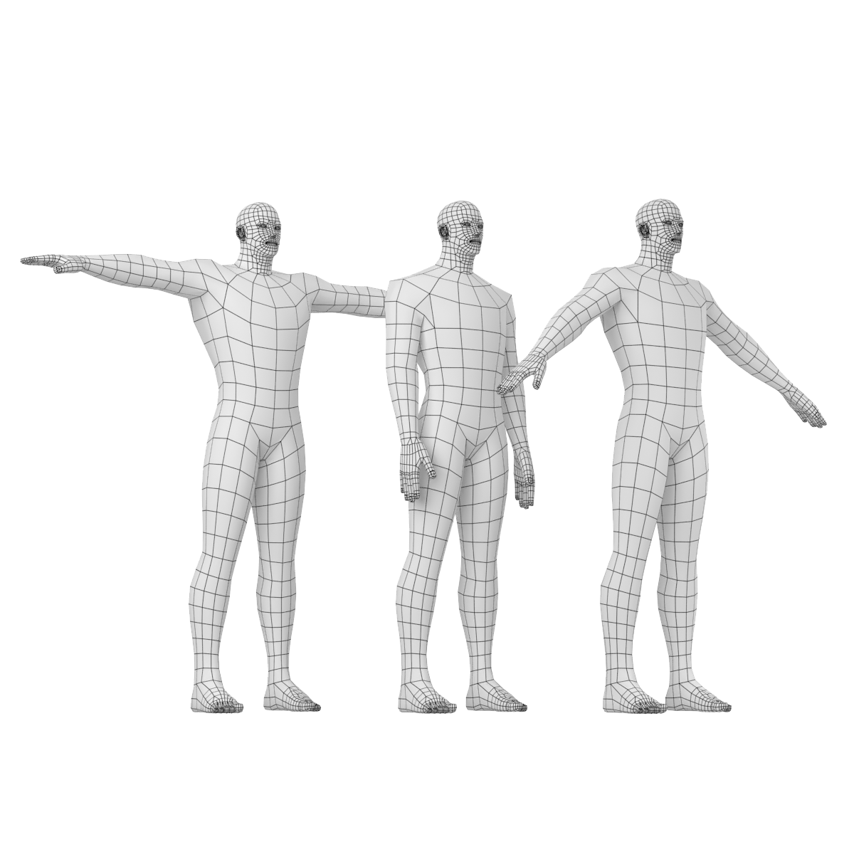 Male Hero in Three Poses Base Mesh by valeriik | 3DOcean