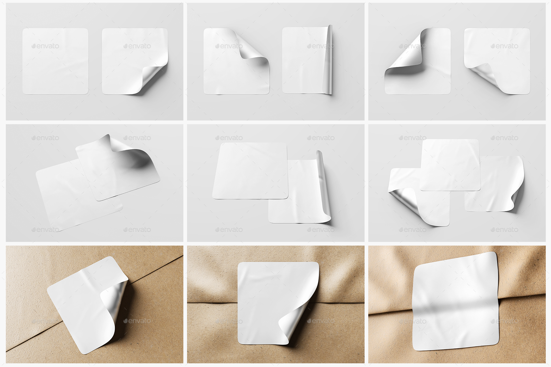 Square Sticker Label Mockup - 9 PSD, Graphics | GraphicRiver