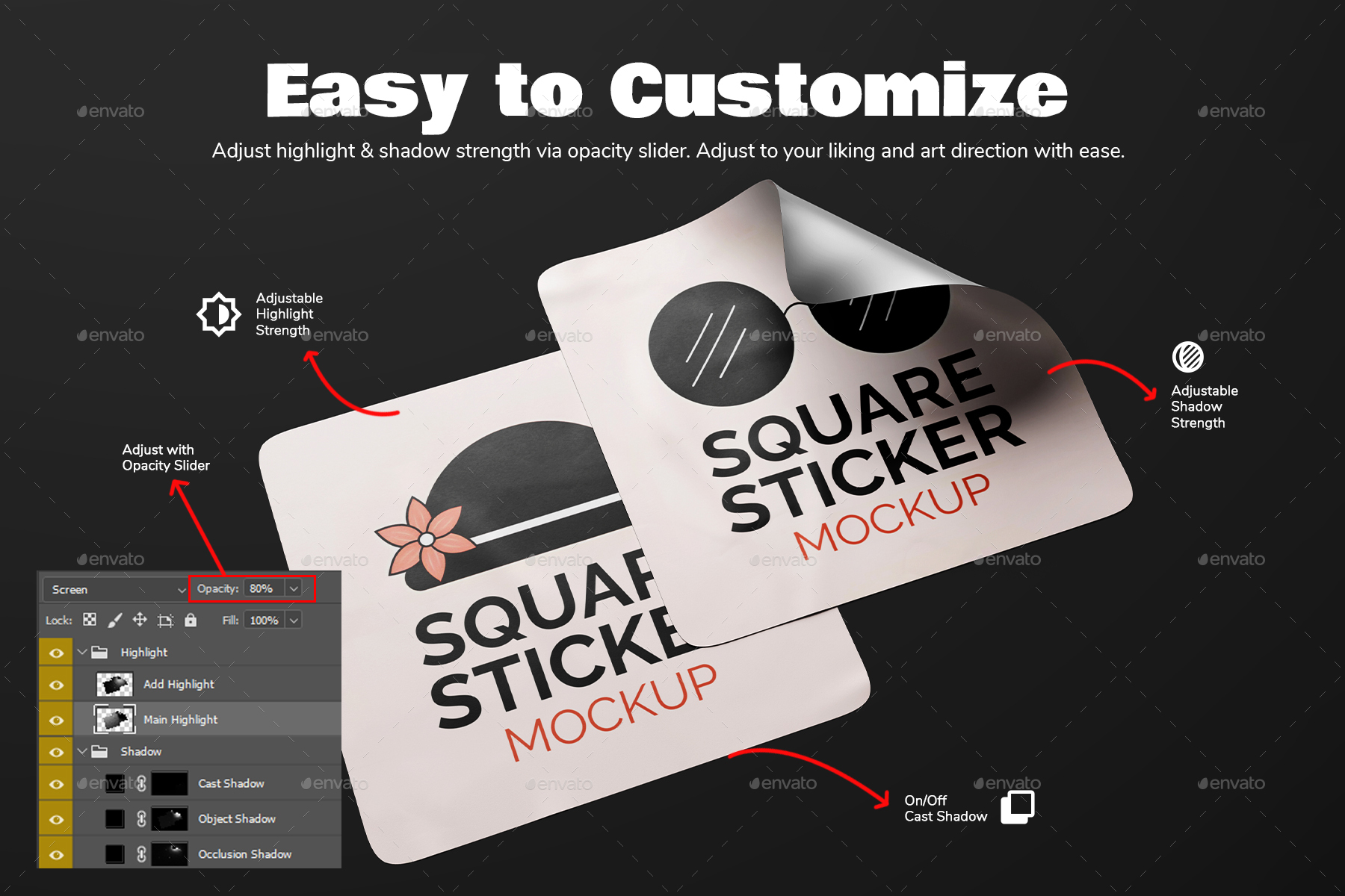 Square Sticker Label Mockup - 9 PSD, Graphics | GraphicRiver