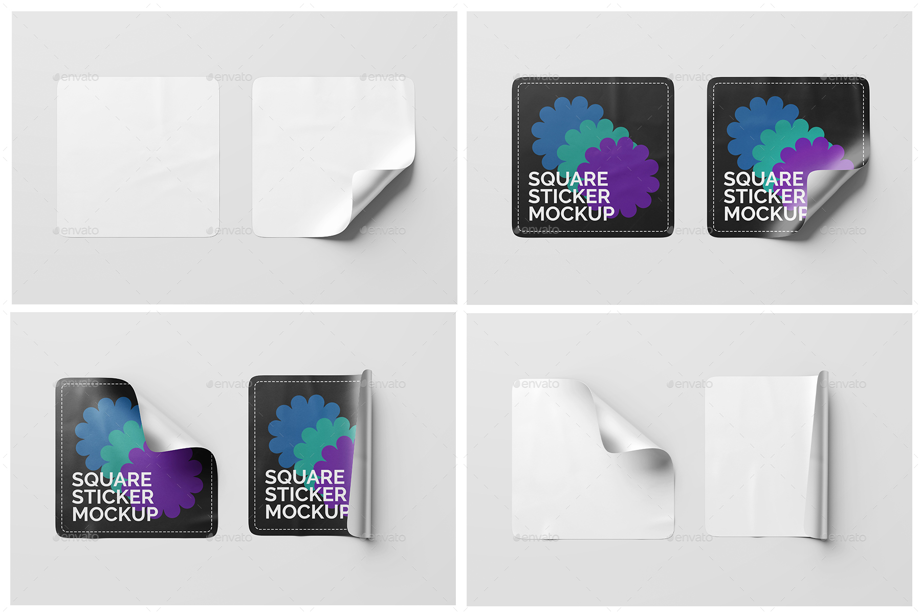 Square Sticker Label Mockup - 9 PSD, Graphics | GraphicRiver