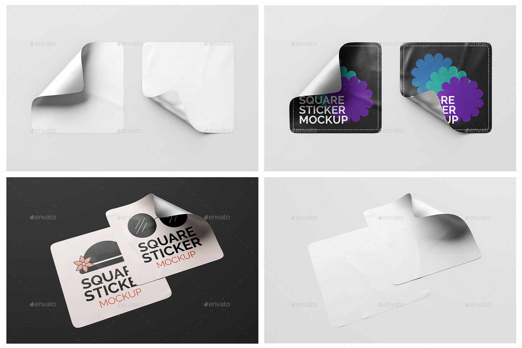 Square Sticker Label Mockup - 9 PSD, Graphics | GraphicRiver