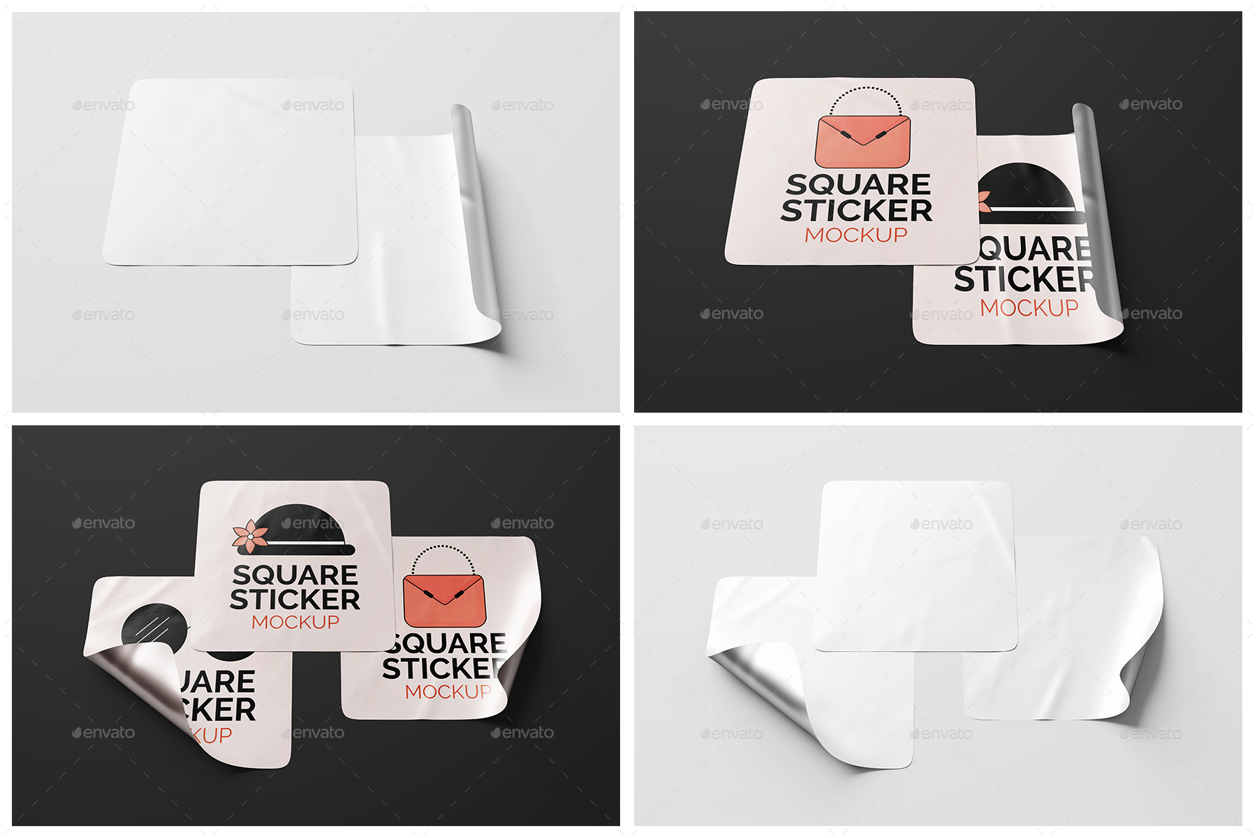 Square Sticker Label Mockup - 9 PSD, Graphics | GraphicRiver
