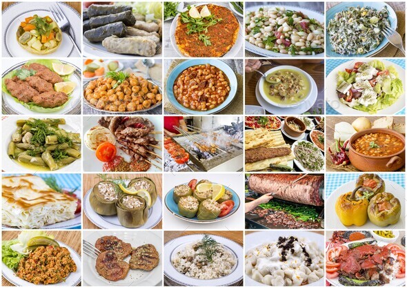 Traditional delicious Turkish foods collage. Food concept. Stock Photo ...
