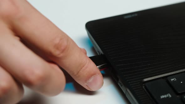 Using Flash Drive Closeup Stealing Information with Usb From Laptop ...