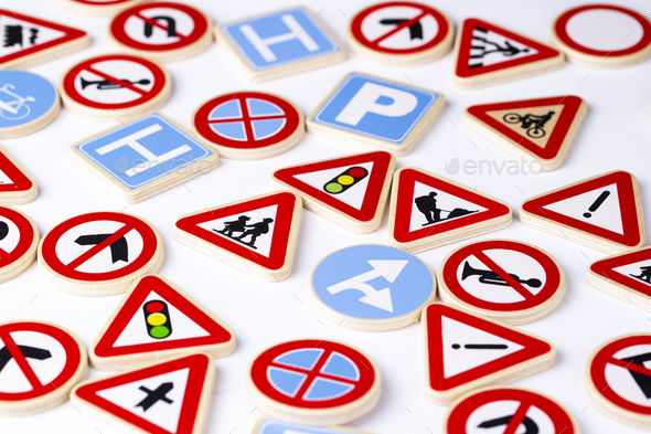 Different colored traffic signs isolated Stock Photo by esindeniz ...