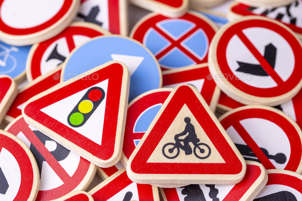 Different colored traffic signs isolated Stock Photo by esindeniz | PhotoDune