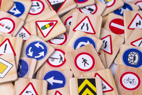 Different colored traffic signs isolated Stock Photo by esindeniz | PhotoDune
