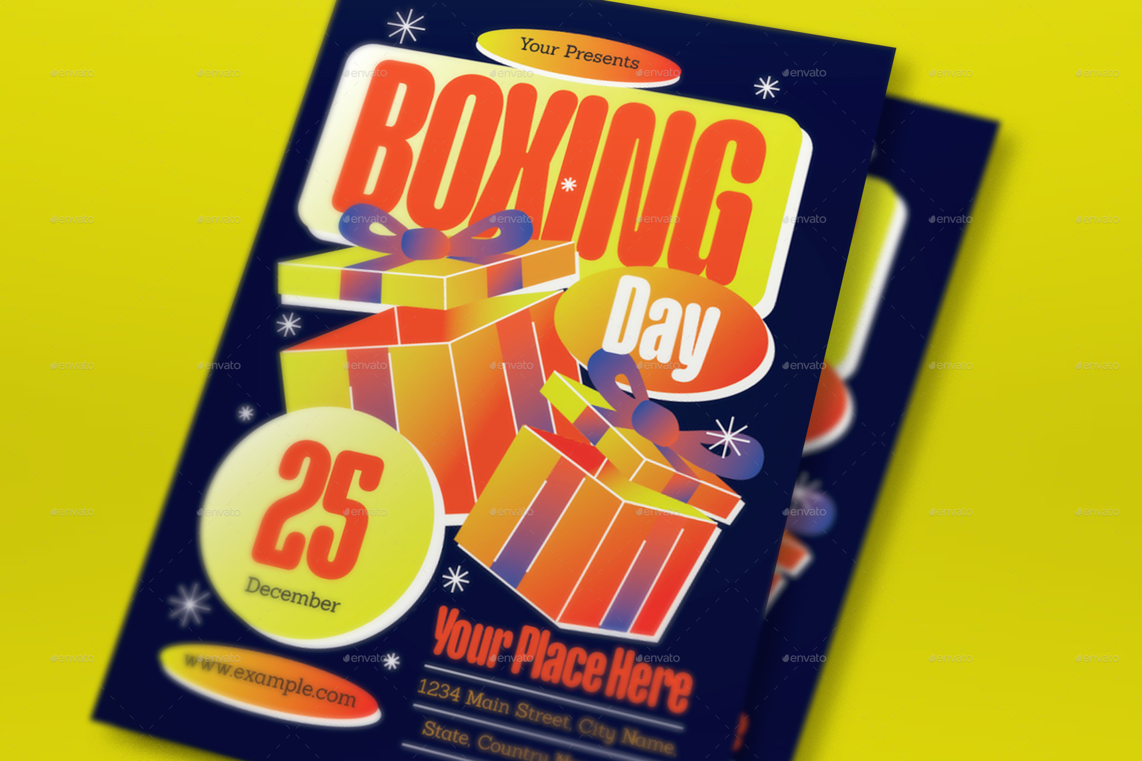 Blue Black Gradient Modern Boxing Day Flyer Set, Print Templates ...