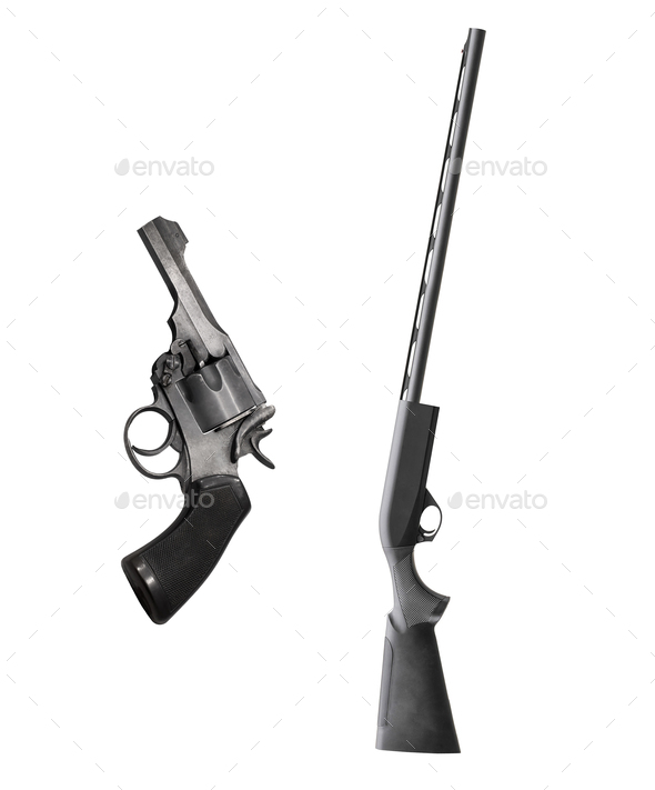 revolver and rifle isolated Stock Photo by ozaiachin | PhotoDune