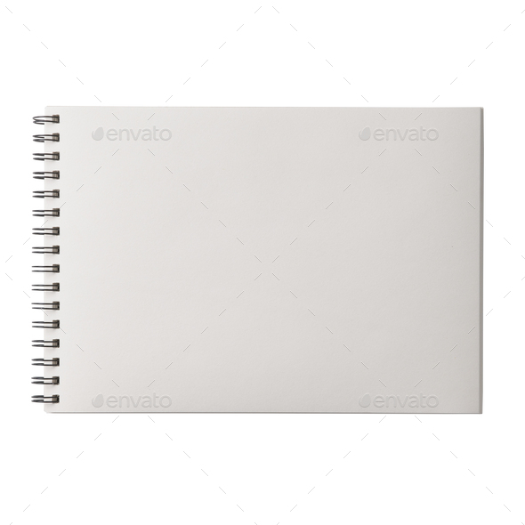 Paper notebook with coil binding, horizontal. Spiral bound journal ...