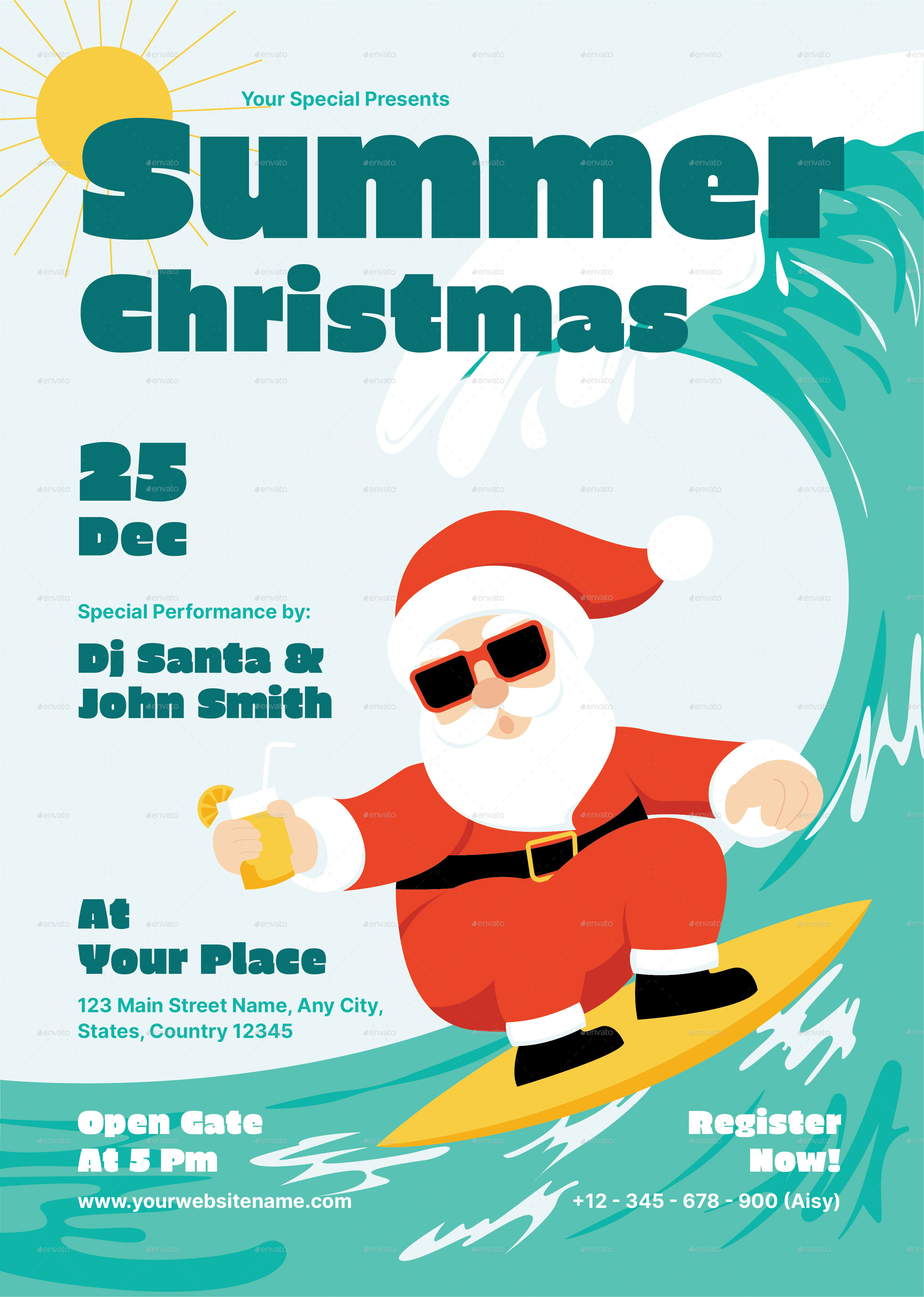 Summer Christmas Flyer, Print Templates | GraphicRiver