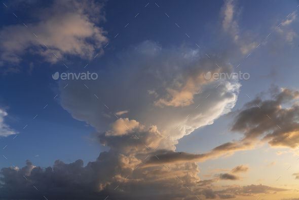 Thunderstorm clouds in the sky at sunset texture background overlay ...