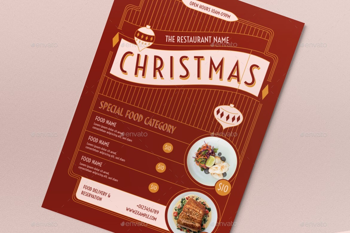 Maroon Minimalist Modern Christmas Food Menu, Print Templates ...