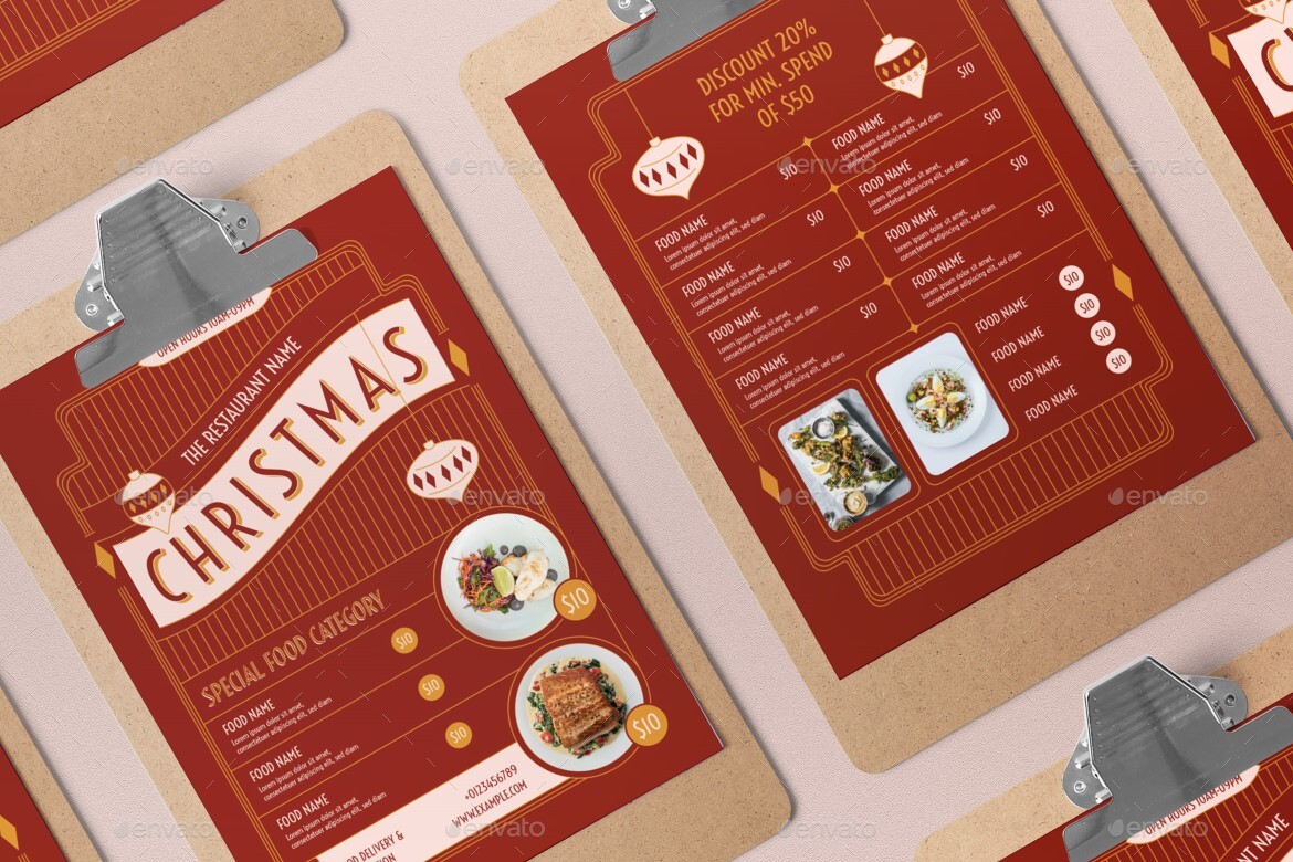 Maroon Minimalist Modern Christmas Food Menu, Print Templates ...
