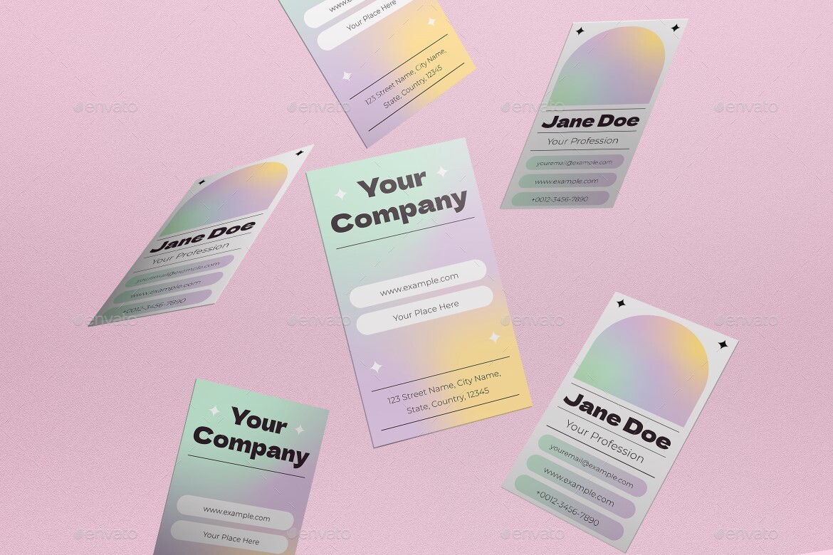 Purple Gradient Business Card Portrait, Print Templates | GraphicRiver