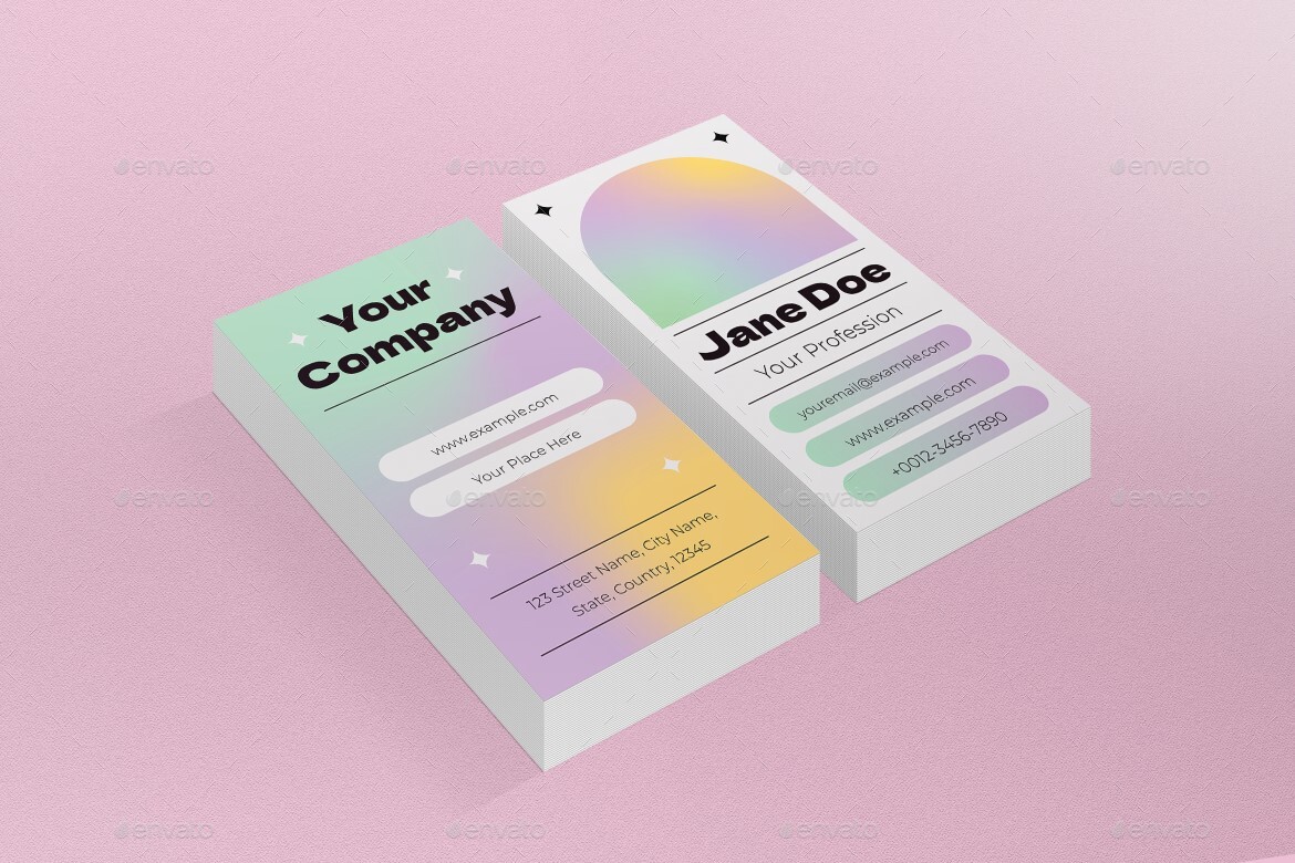 Purple Gradient Business Card Portrait, Print Templates | GraphicRiver