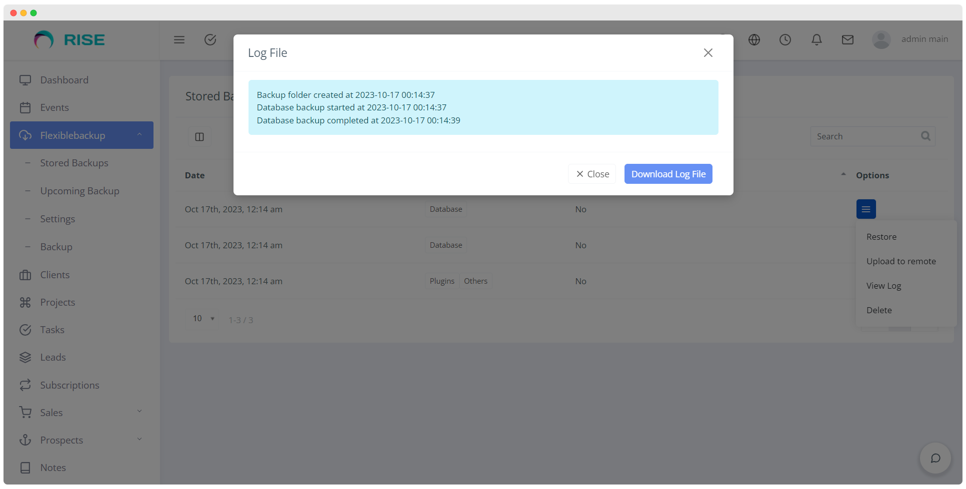 Flexible Backup & Restore Module for Rise CRM by corbitaltech | CodeCanyon