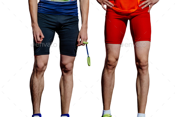 blind para athlete runner with guide in starting line sprint race, in ...