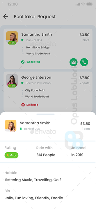 2 App UI Kit| Carpooling App UI Kit| Bike Pooling App UI Kit| Ride Car ...