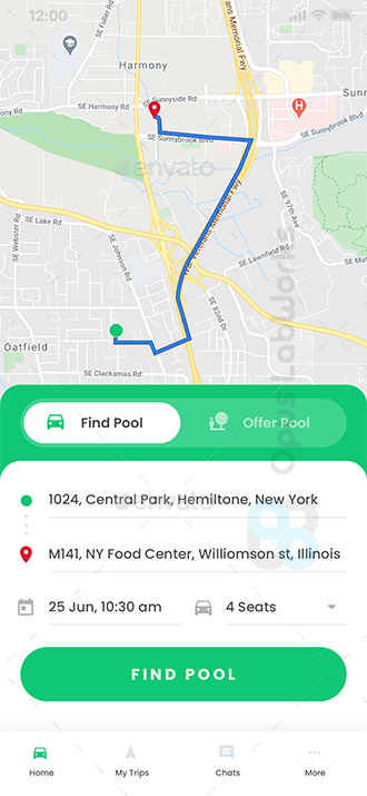 2 App UI Kit| Carpooling App UI Kit| Bike Pooling App UI Kit| Ride Car ...