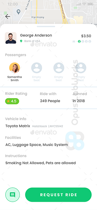 2 App UI Kit| Carpooling App UI Kit| Bike Pooling App UI Kit| Ride Car ...