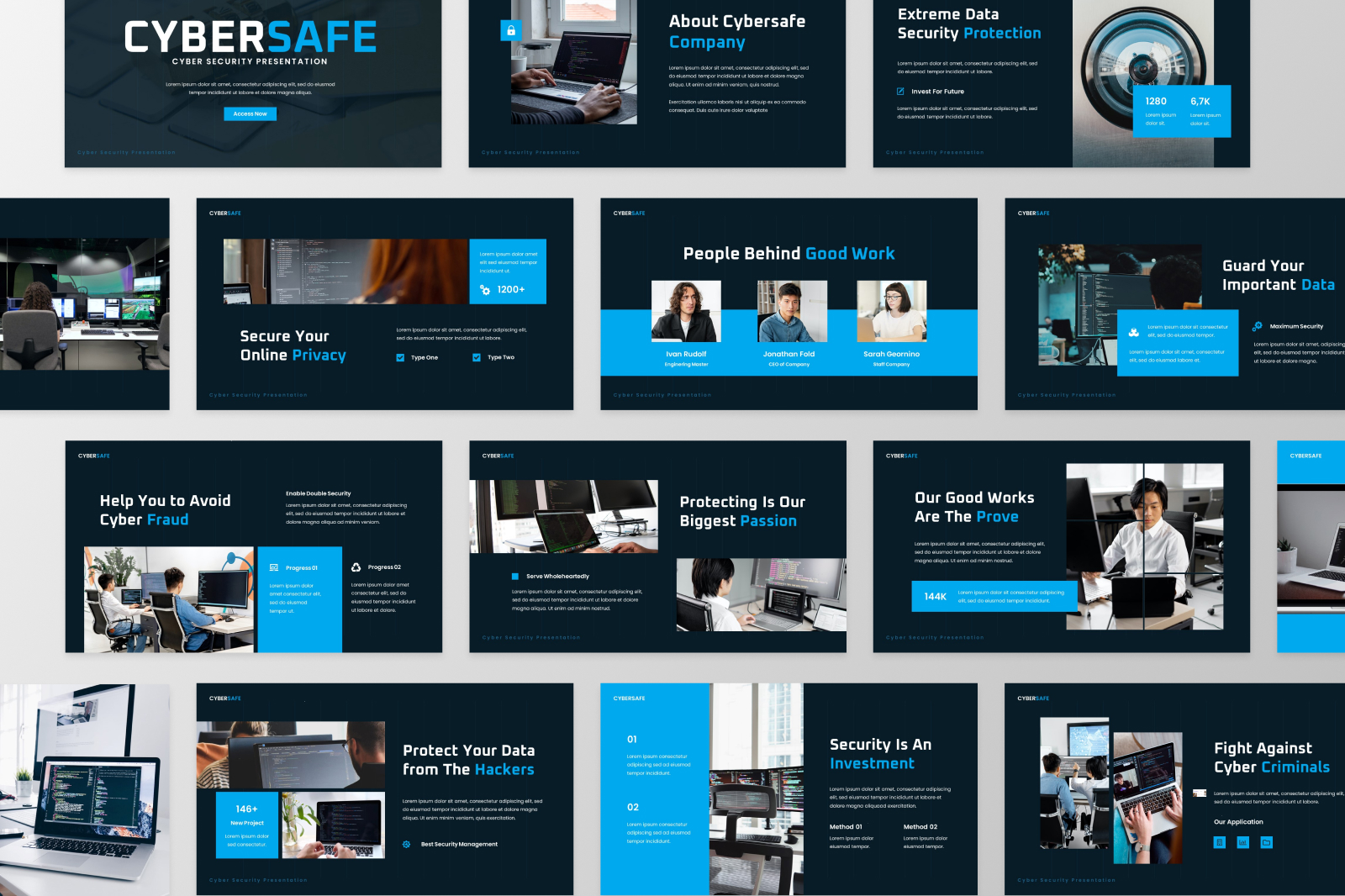 Cybersafe - Cyber Security Google Slide Template, Presentation Templates