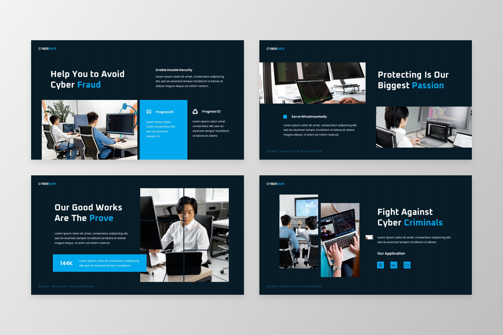 Cybersafe - Cyber Security PowerPoint Template, Presentation Templates
