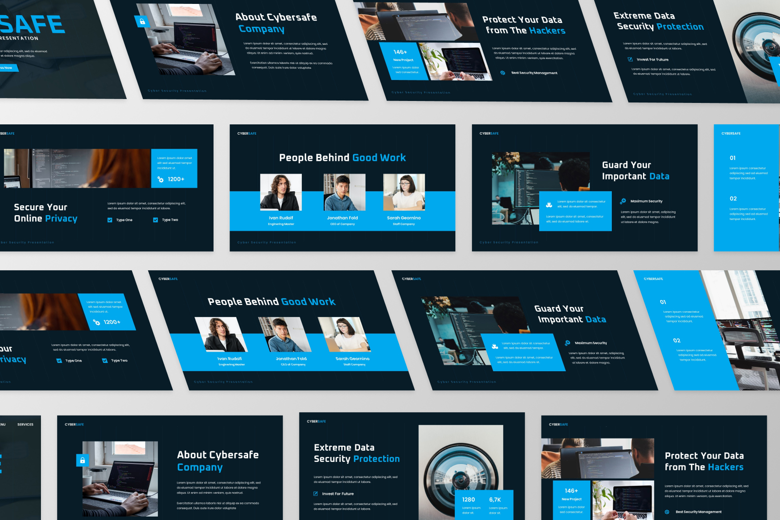 Cybersafe - Cyber Security PowerPoint Template, Presentation Templates