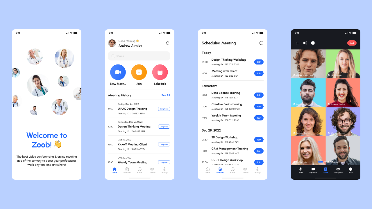 Zoob App - Online Zoom | Google Meet Clone Meeting Flutter App | Android | iOS Mobile App ...