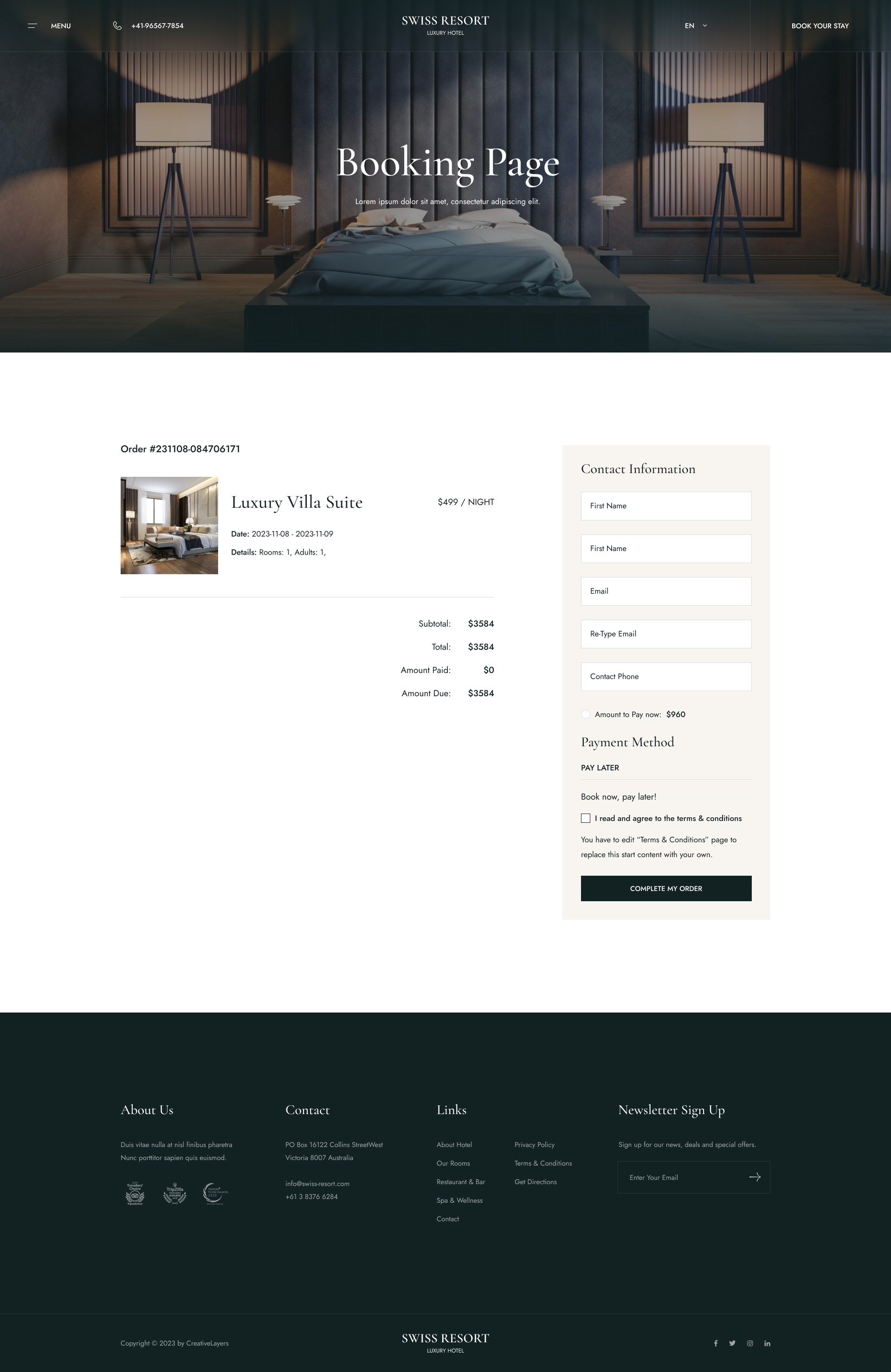 Swiss Resort - Hotel & Resort Booking Figma Template by CreativeLayers