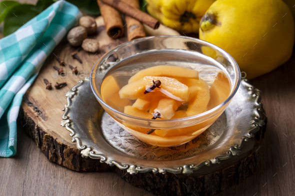 Quince compote. Compote or compote is a type of dessert prepared by ...