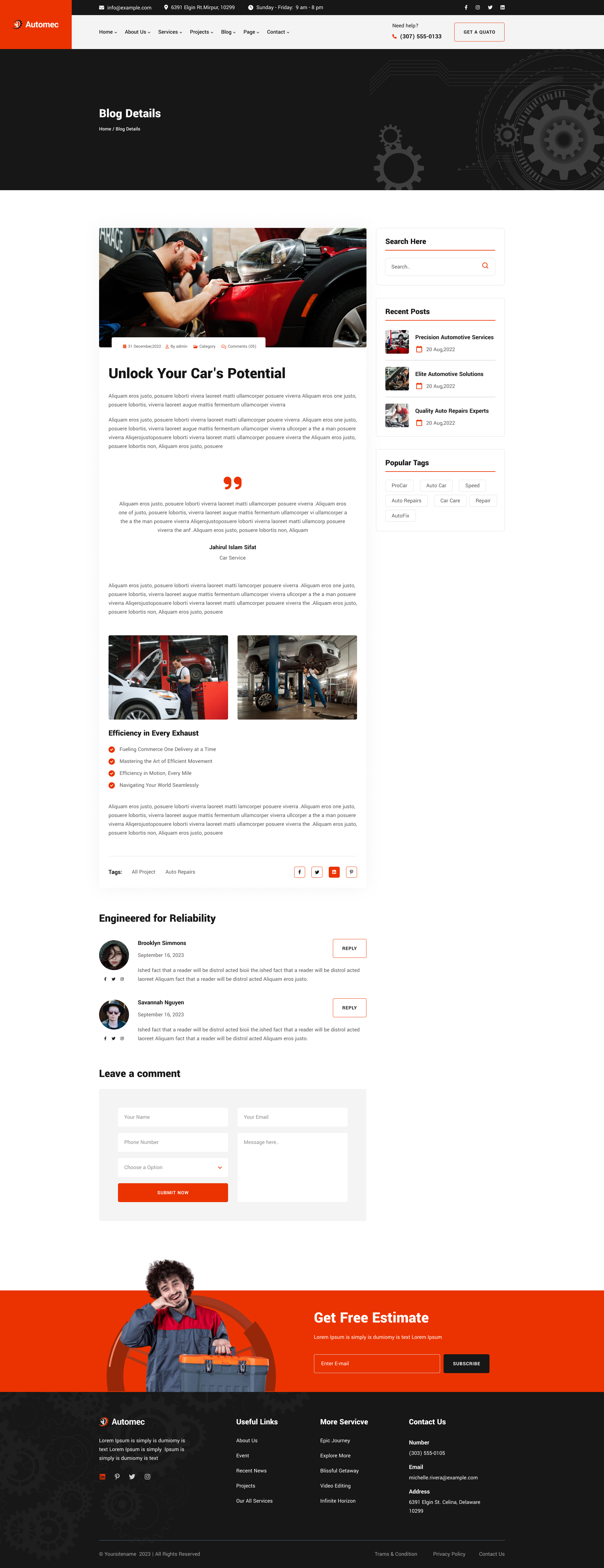Automec - Car Service & Repair Figma Template by Mugli | ThemeForest