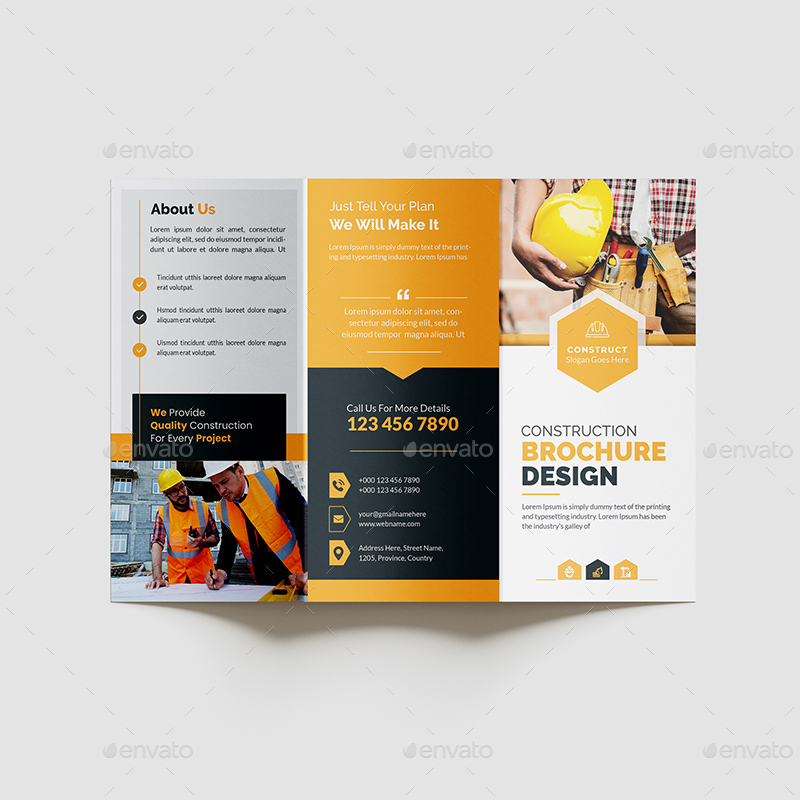 Construction Trifold Brochure, Print Templates | GraphicRiver