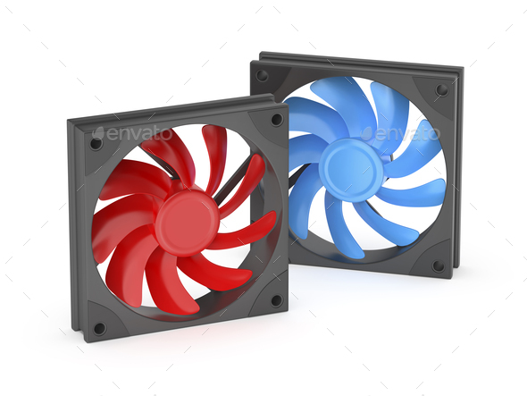 Red and blue computer case fans Stock Photo by magraphics | PhotoDune