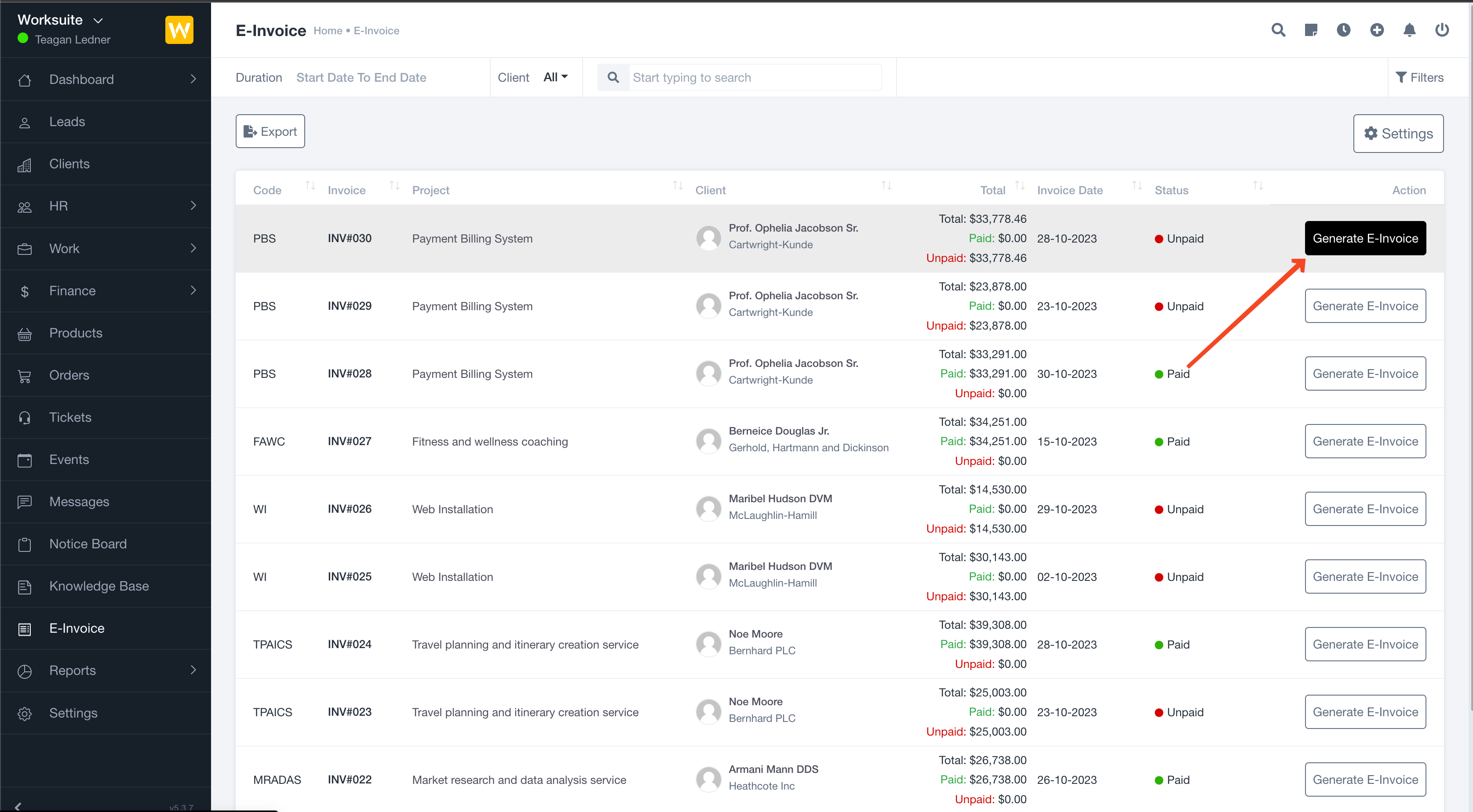 E-Invoicing Module for Worksuite SAAS by ajay138 | CodeCanyon