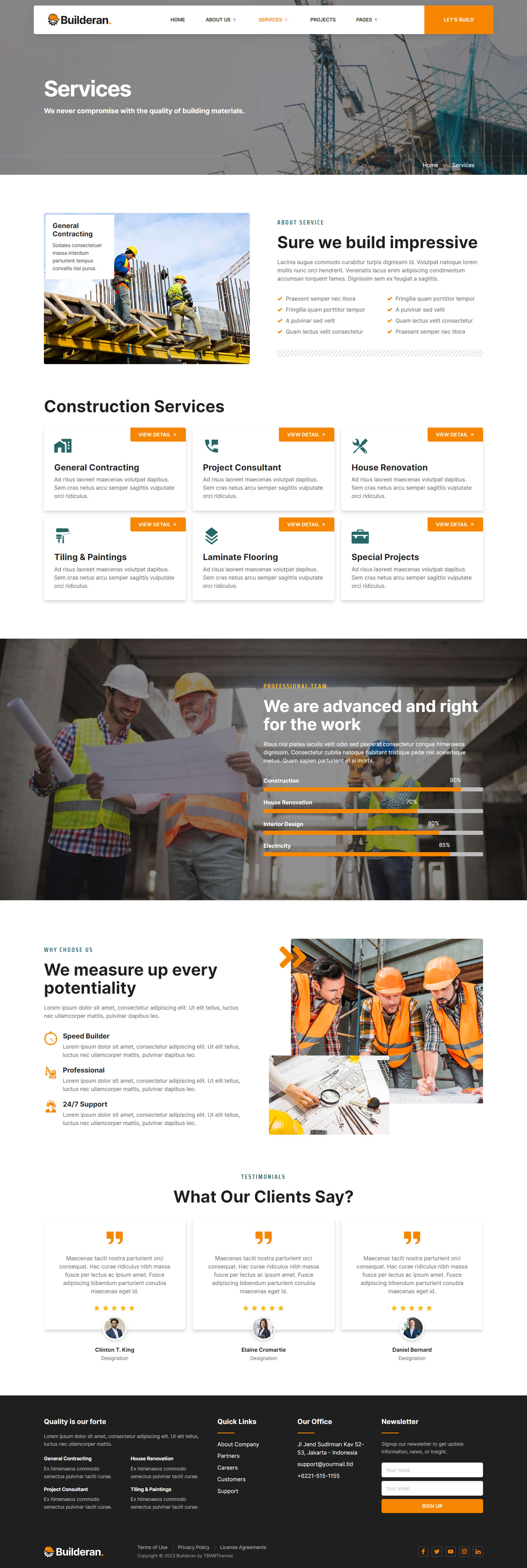 Builderan - Construction Company Elementor Template kit by TBWBthemes