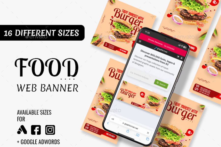 Food Web Banners Ad, Web Elements | GraphicRiver