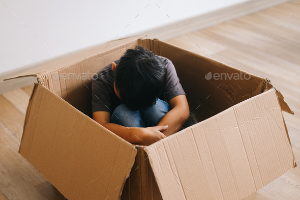Sad Boy in The Box Stock Photo by Queenmoonlite35 | PhotoDune