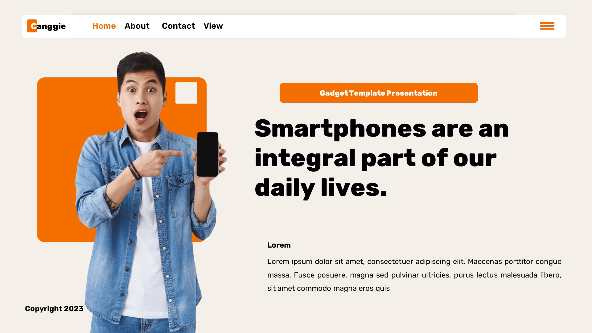 Canggie - Gadget Mobile App Powerpoint Template, Presentation Templates